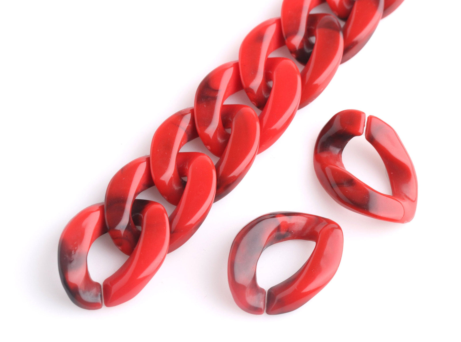 1ft Imperial Red Acrylic Chain Links, 23mm, Thick and Chunky, For Glas