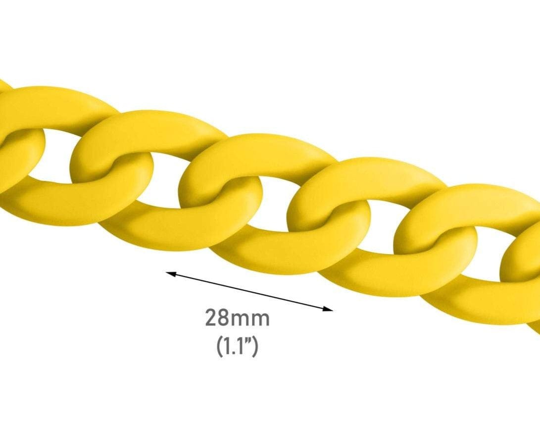 1ft Matte Yellow Acrylic Chain Links, 28mm, For Glasses Chains and Lan