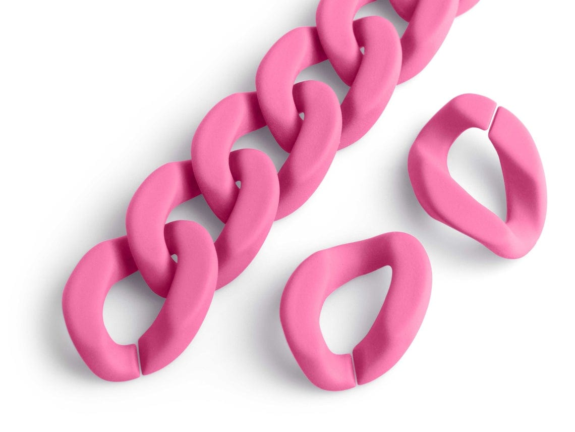 1ft Matte Hot Pink Acrylic Chain Links, 28mm, For Do It Yourself Craft