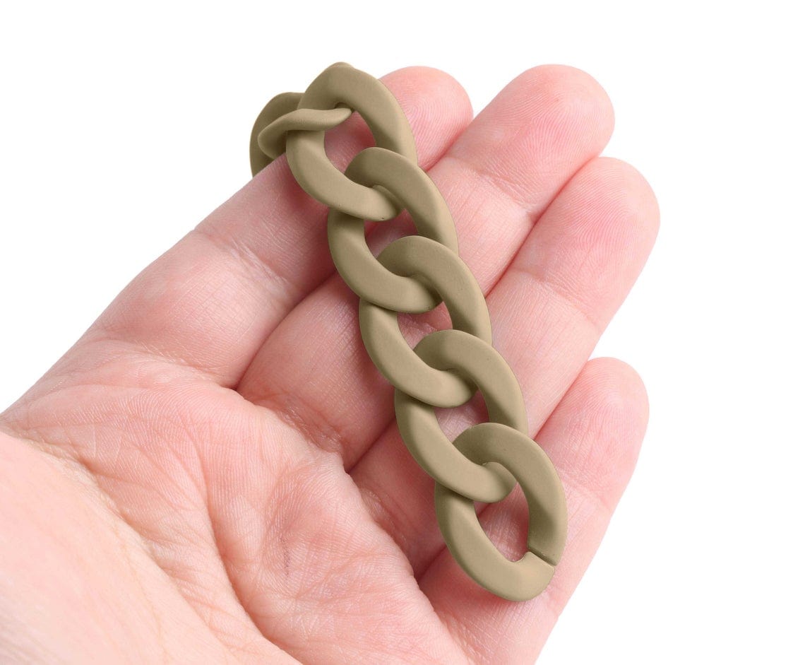 1ft Matte Cocoa Brown Chain Links, 24mm, Light Brown Acrylic, For Purs