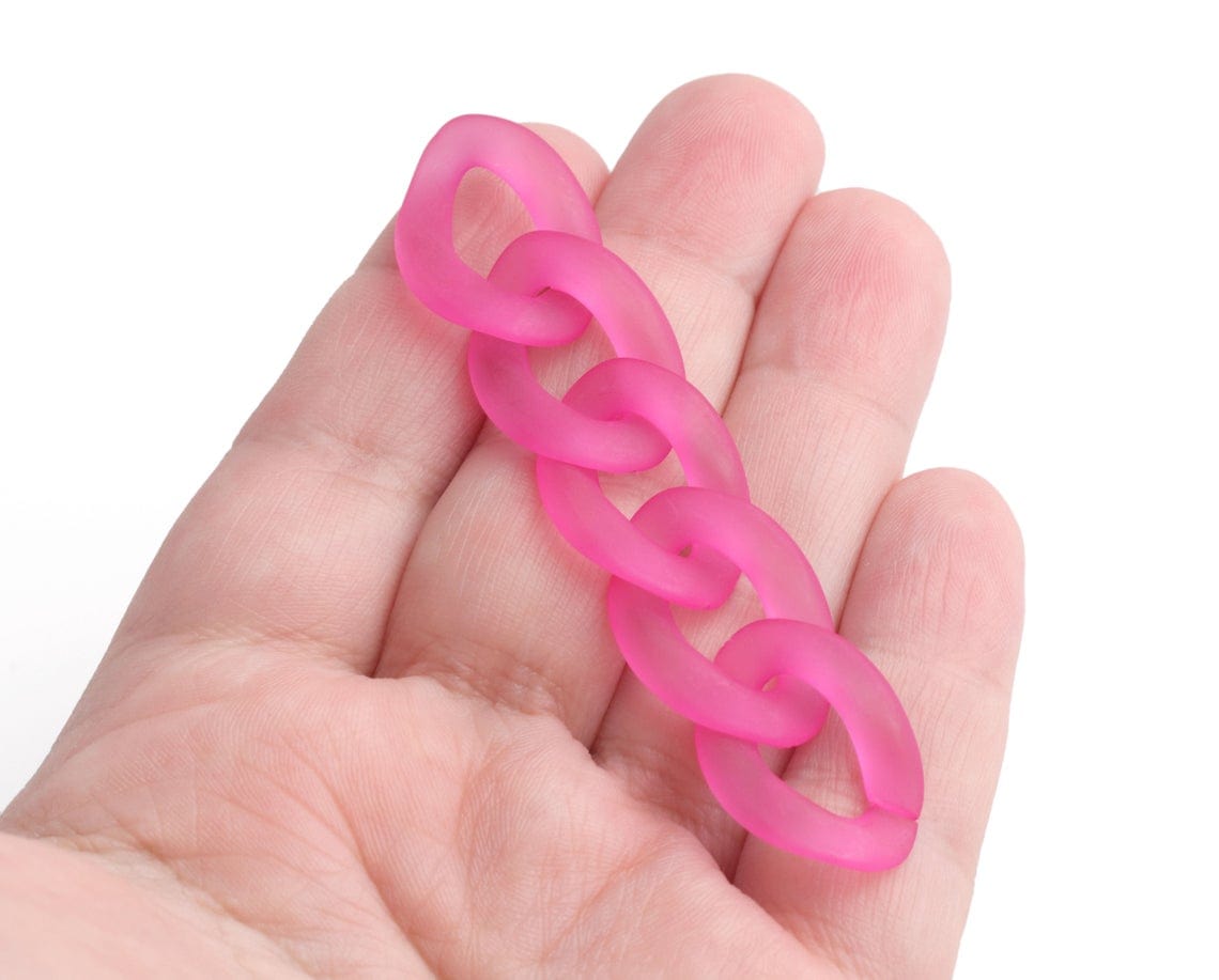 1ft Frosted Hot Pink Chain Links, 23mm, Gyaru Fashion, For Sunglasses