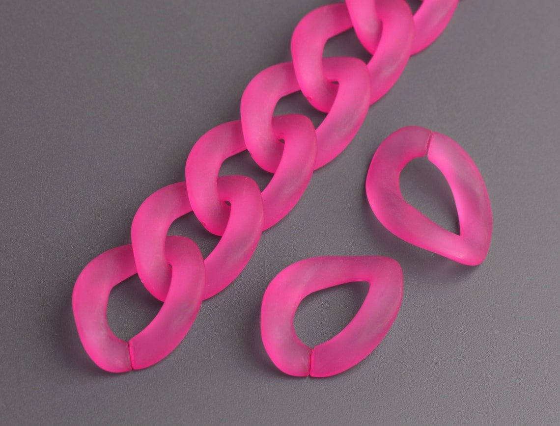 1ft Frosted Hot Pink Chain Links, 23mm, Gyaru Fashion, For Sunglasses