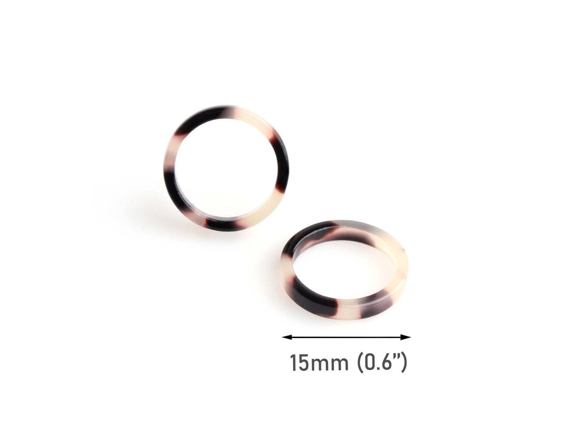 4 Ultra Thin Rings in White Tortoise Shell, Small Closed Jump Rings, S