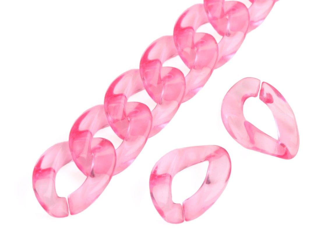 1ft Light Pink Acrylic Chain Links, 23mm, Transparent Plastic Glass, S