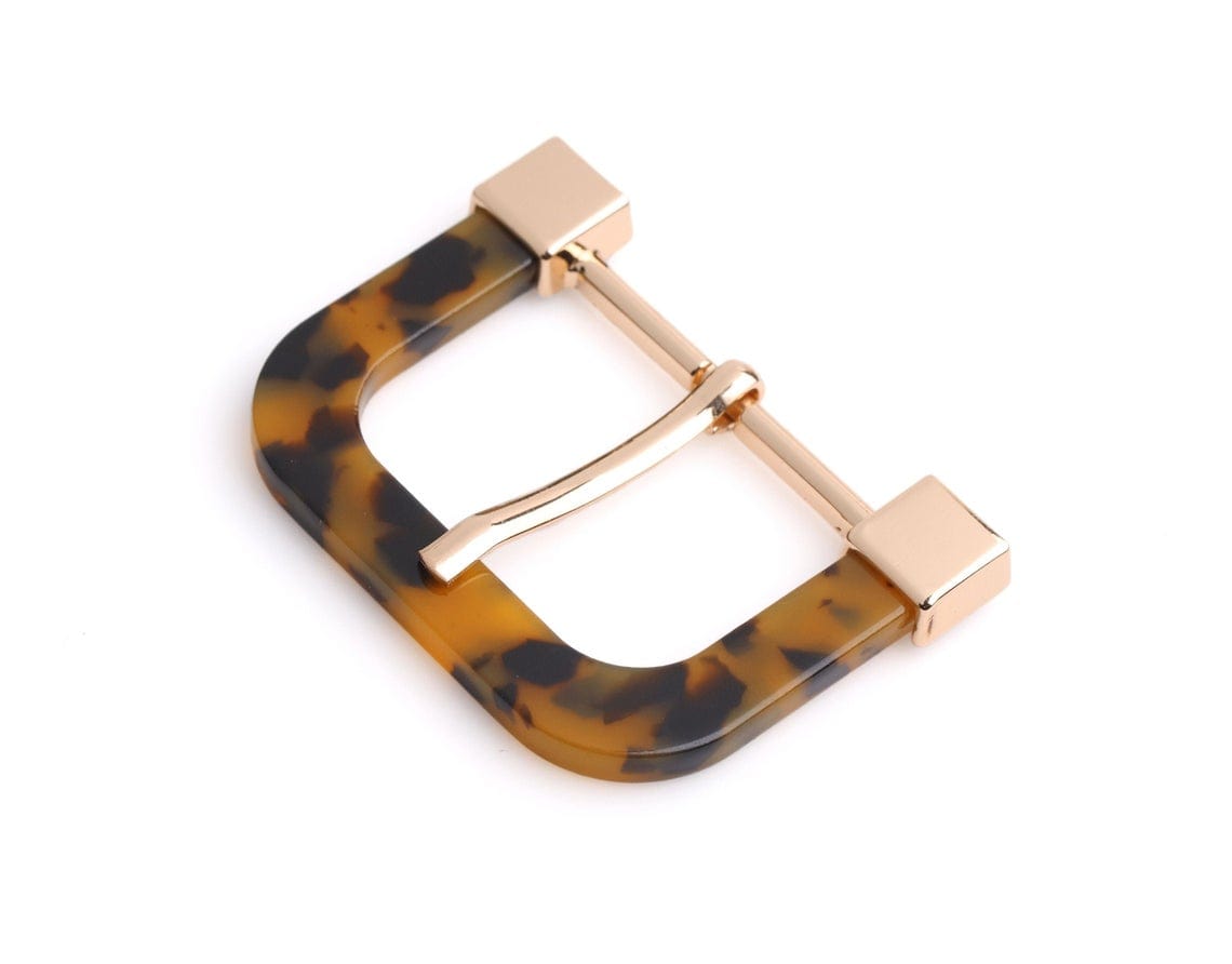 1 Large Tortoise Buckle, Orange Tortoise Shell and Gold, Heel Bar Buck