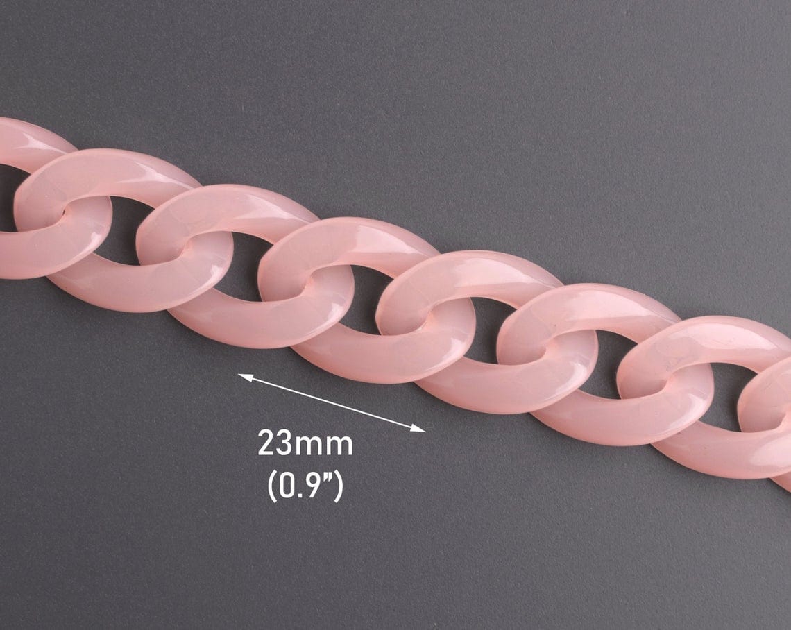1ft Ethereal Pink Chain Links, 23mm, Acrylic, Semi Translucent, Cute a