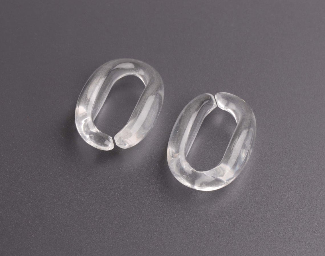 1ft Clear Acrylic Chain Links, 27mm, Transparent, Linking Oval Rings