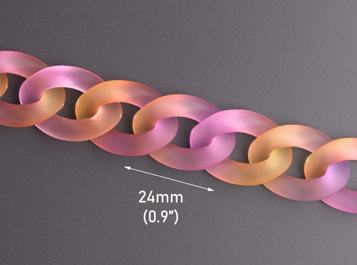 1ft Ombre Frosted Acrylic Chain Links in Light Purple and Yellow, 24mm