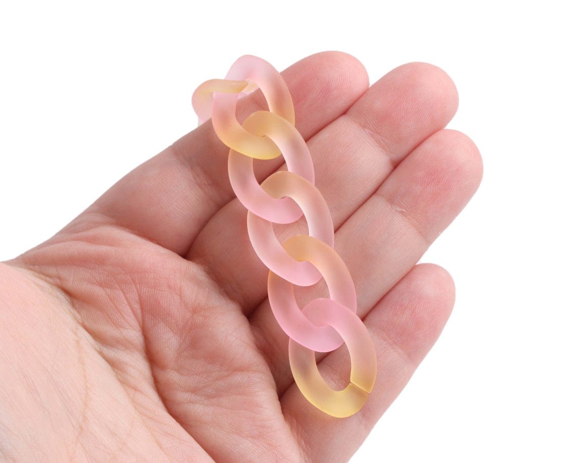 1ft Ombre Frosted Acrylic Chain Links in Light Pink and Yellow, 24mm,