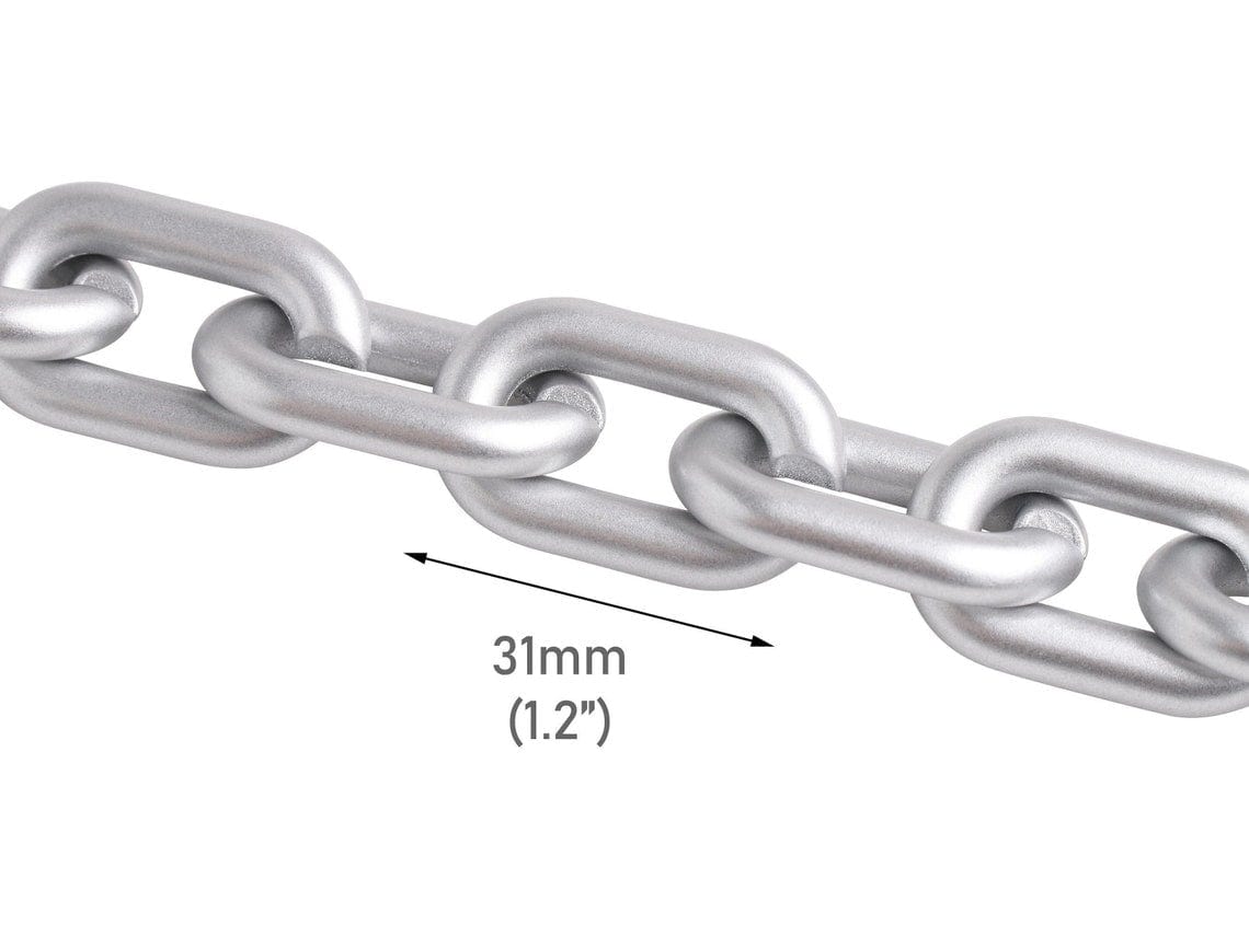 1ft Matte Silver Plastic Chain Links, 31mm, Chunky Oval Connectors, Fo
