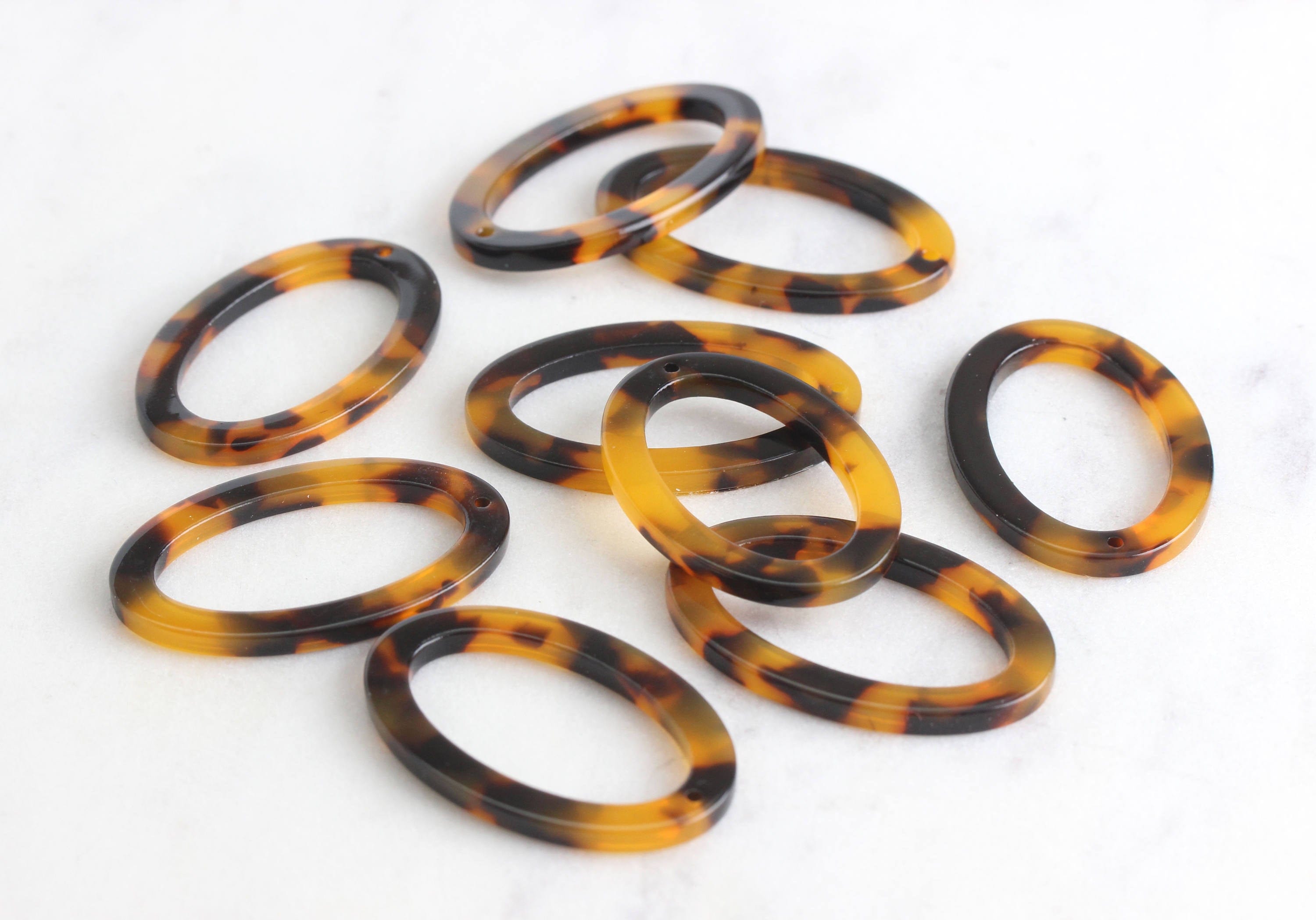 4 Chunky Tortoise Shell Plastic Chain Link 34mm Tortoise Findings Comp