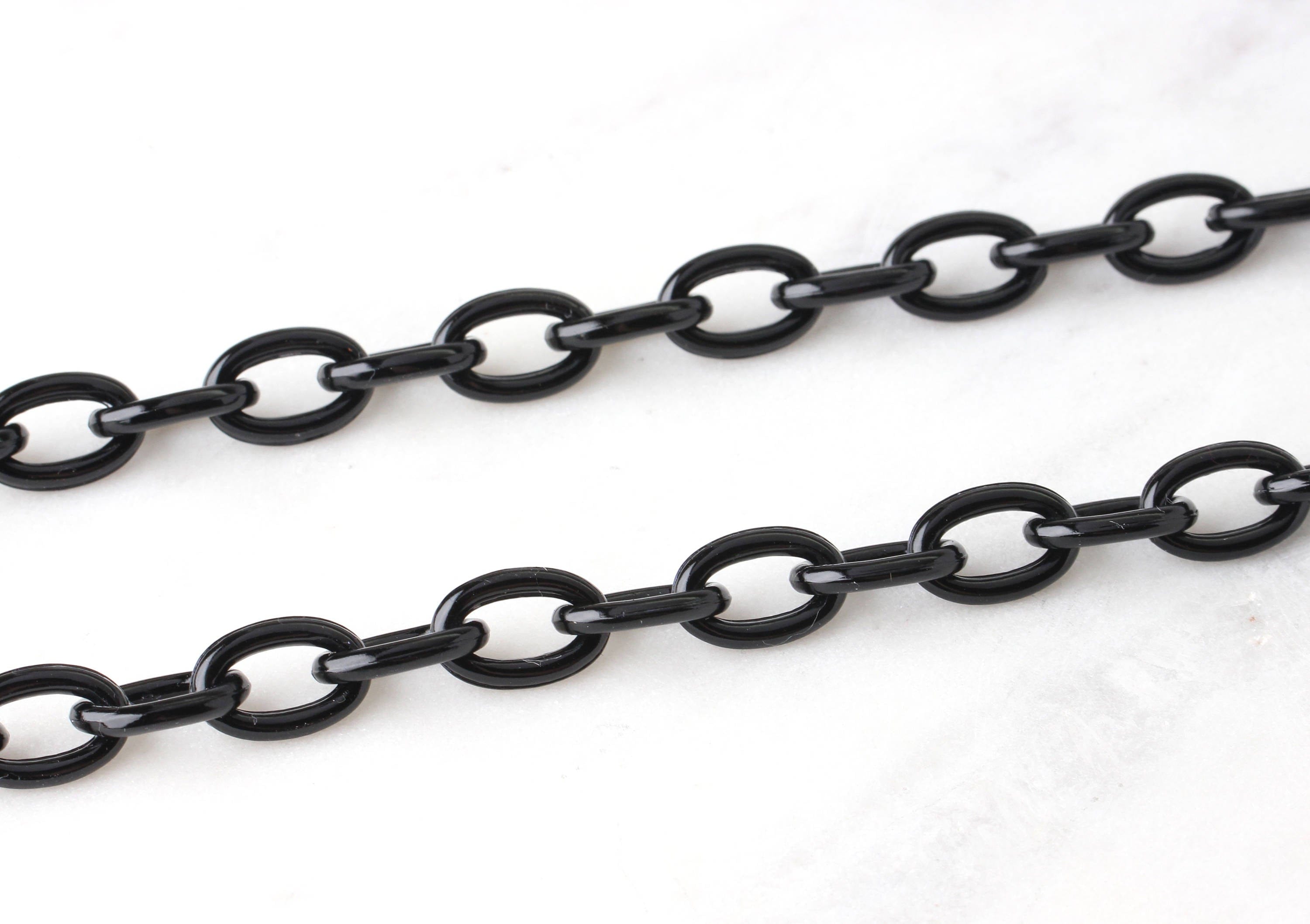 5ft Glossy Black Acrylic Chain, 13mm, Small Size, Long Continuous Leng
