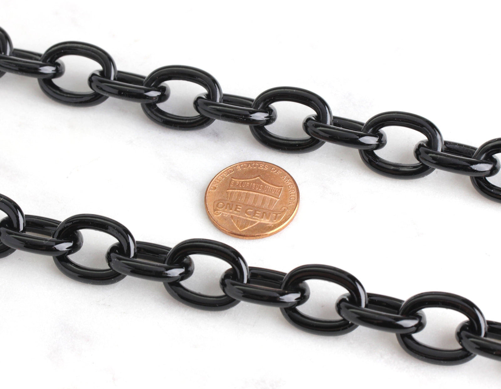9ft Black Plastic Chain, 18mm, Oval Cable, Long Continuous Length, For