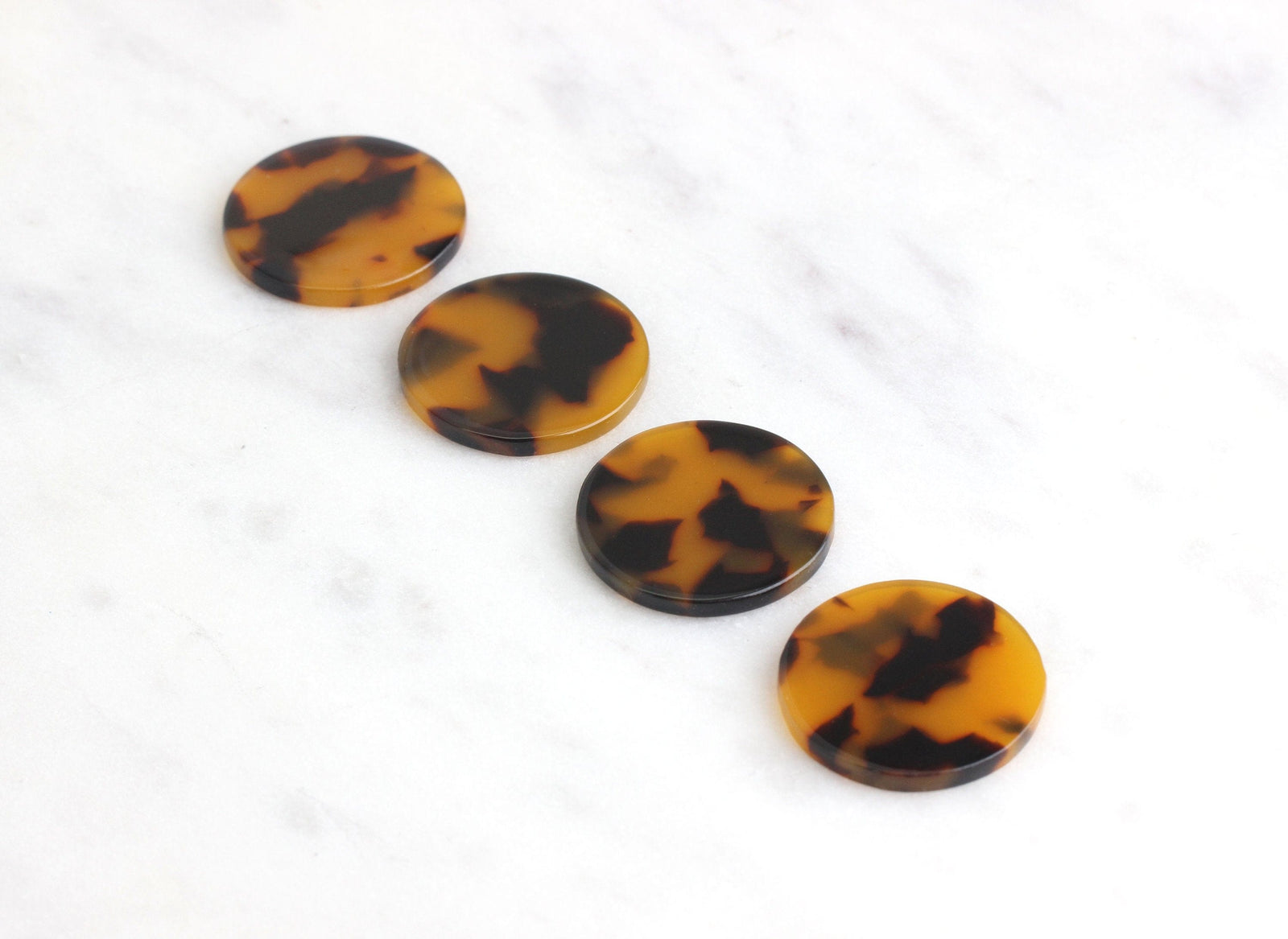 4 Tortoise Shell Round Circles, Plastic Blanks Resin Tortoise Print, K