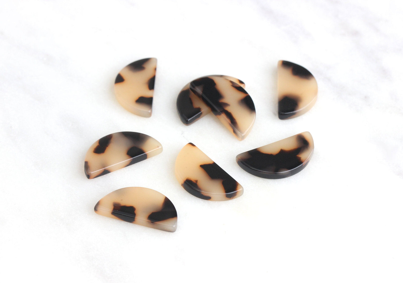 4 Blonde Tortoise Shell Half Moon Shapes 20x10 mm, Faux Turtle Shell C