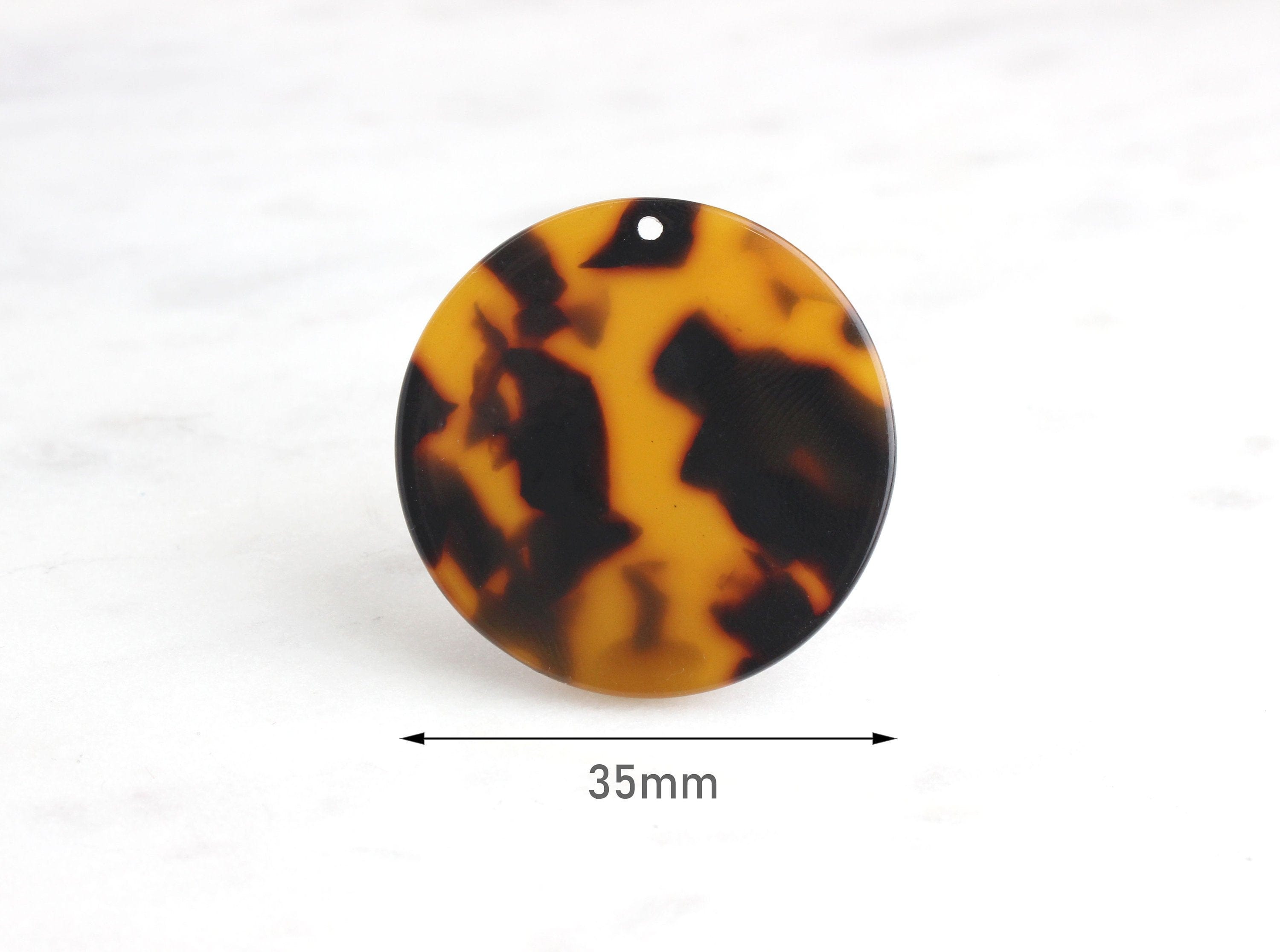 4 Tortoise Shell Pendants, 35mm Circle Marble Charms, Acetate Tortoise