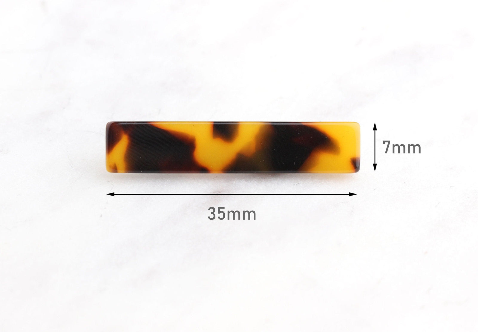 4 Tortoise Shell Blank Bars without Holes, Cellulose Acetate, 35 x 7mm