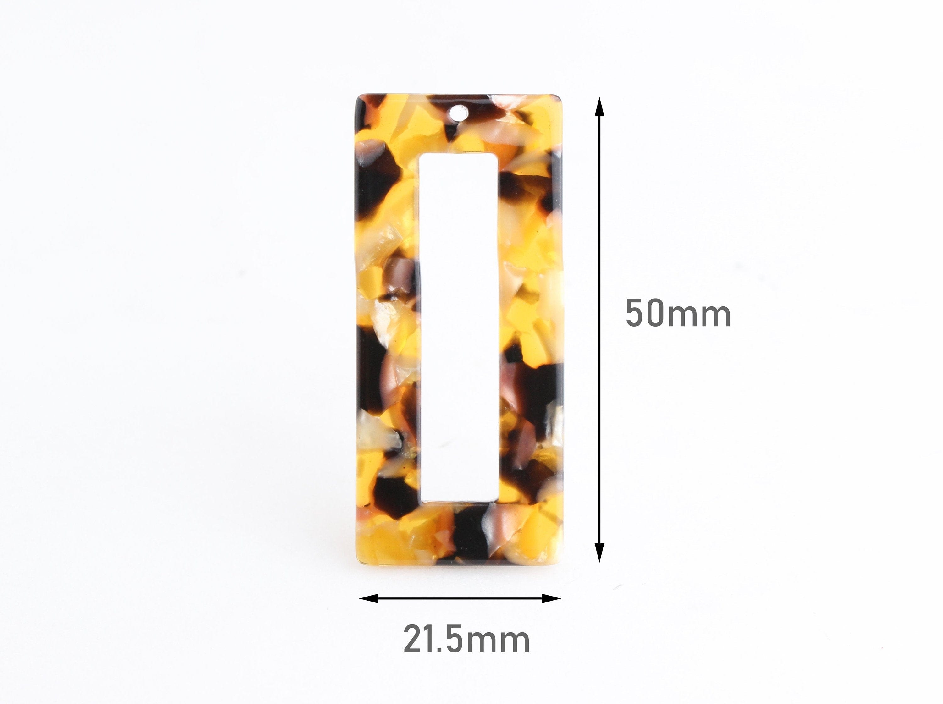 2 Flat Rectangle Connectors in Golden Amber, Tortoise Shell Earring Fi