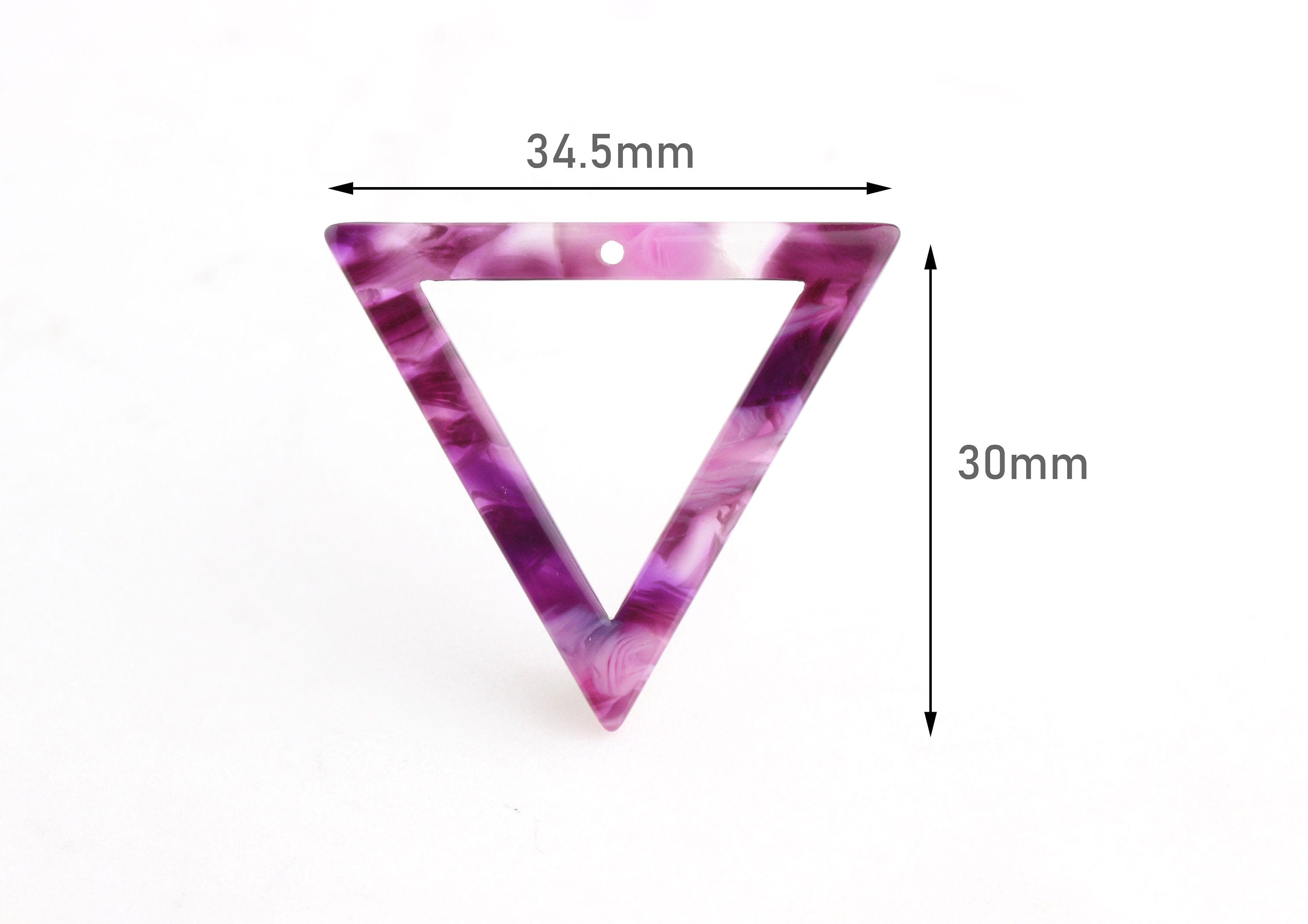 2 Large Triangle Pendant in Lilac Purple Tortoise Shell, Transparent P