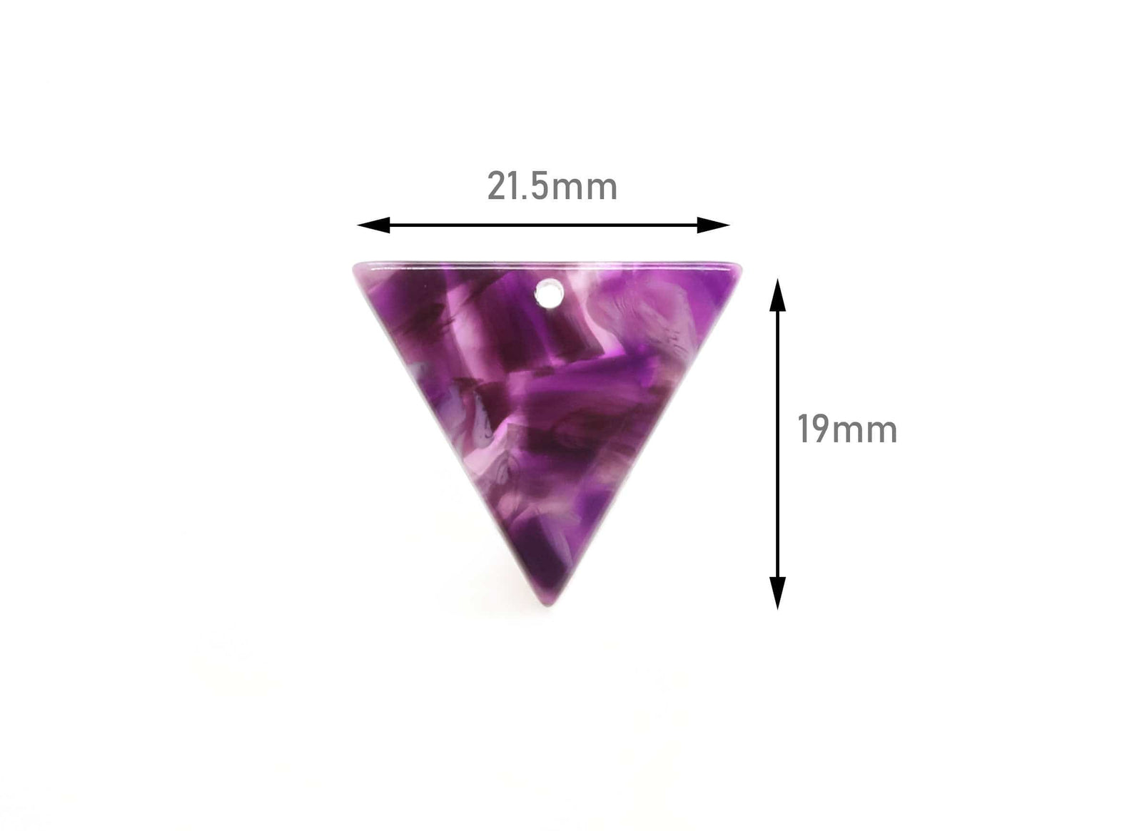 4 Transparent Purple Triangles, Big Triangle Charm, Inverted Triangle,