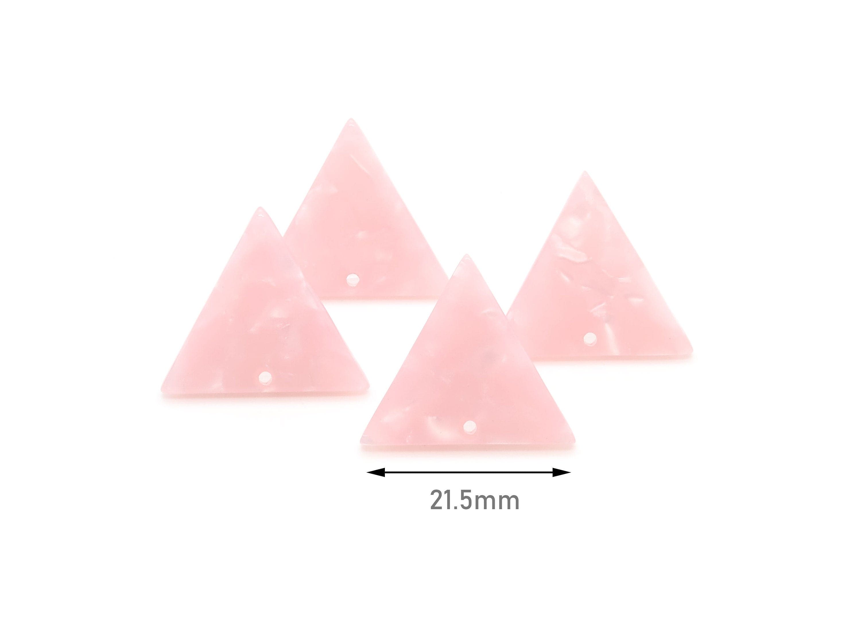 4 Inverted Triangle Charms, Blush Pink Marble, Pastel Colors, Cellulos