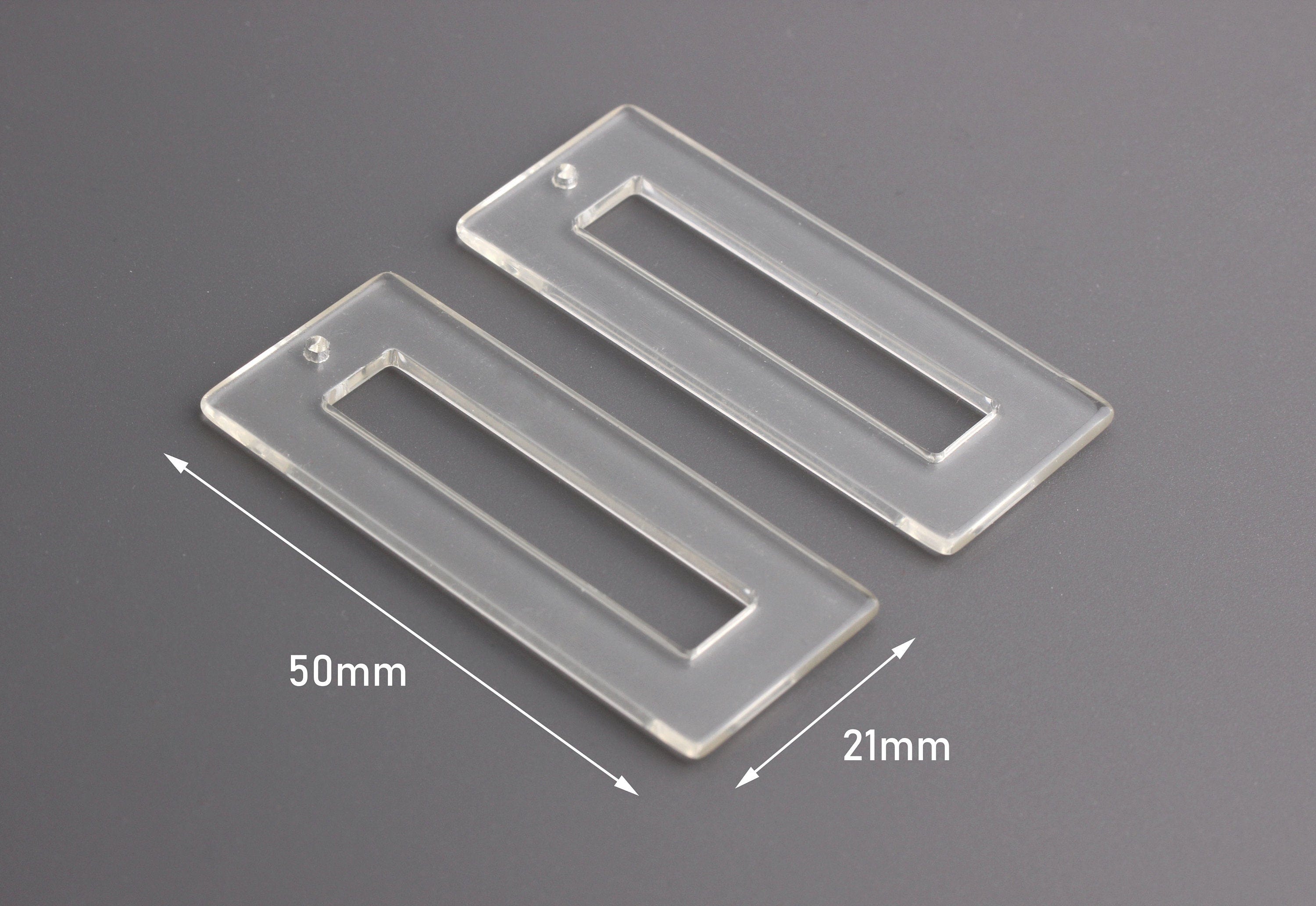 2 Clear Acrylic Beads, Rectangle Blank Acrylic Glass, Transparent Acry