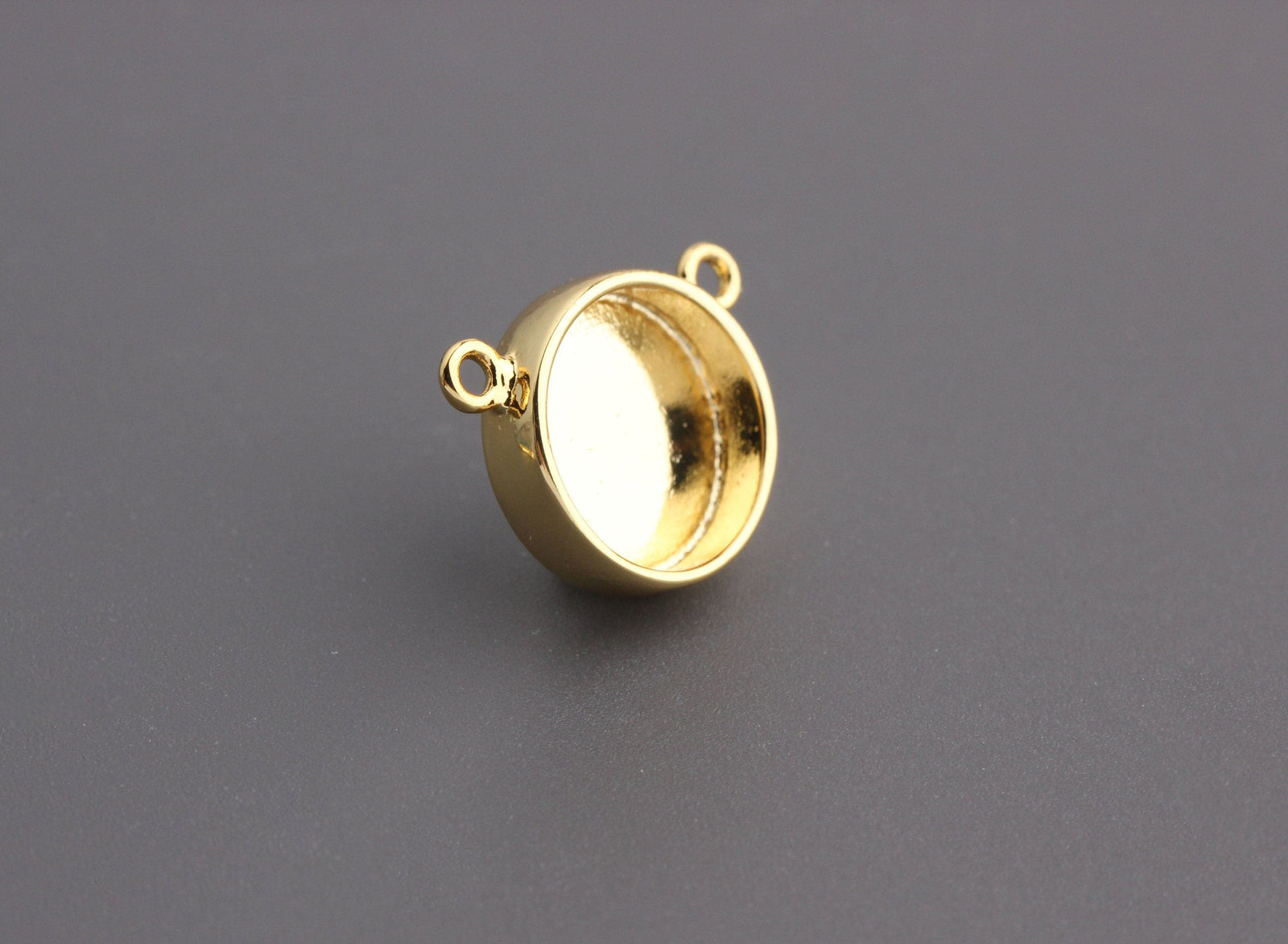 4 Round Bezel Cup Links, 10mm Bezel Setting, Gold Bezel Connector Neck