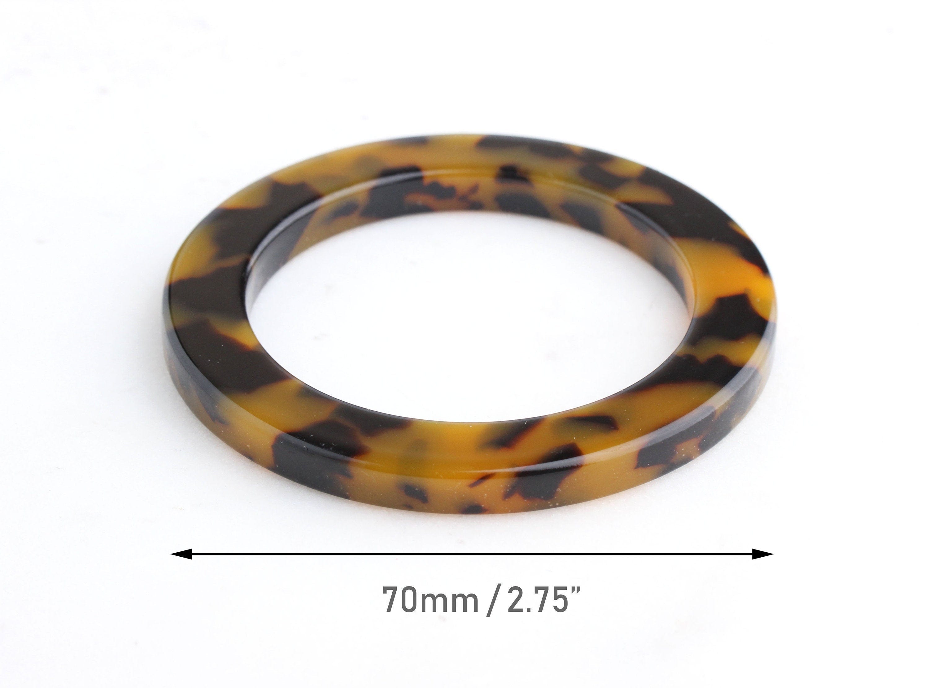 1 Plastic O Ring in Tortoise Shell, Round Connector, Great for Bikini