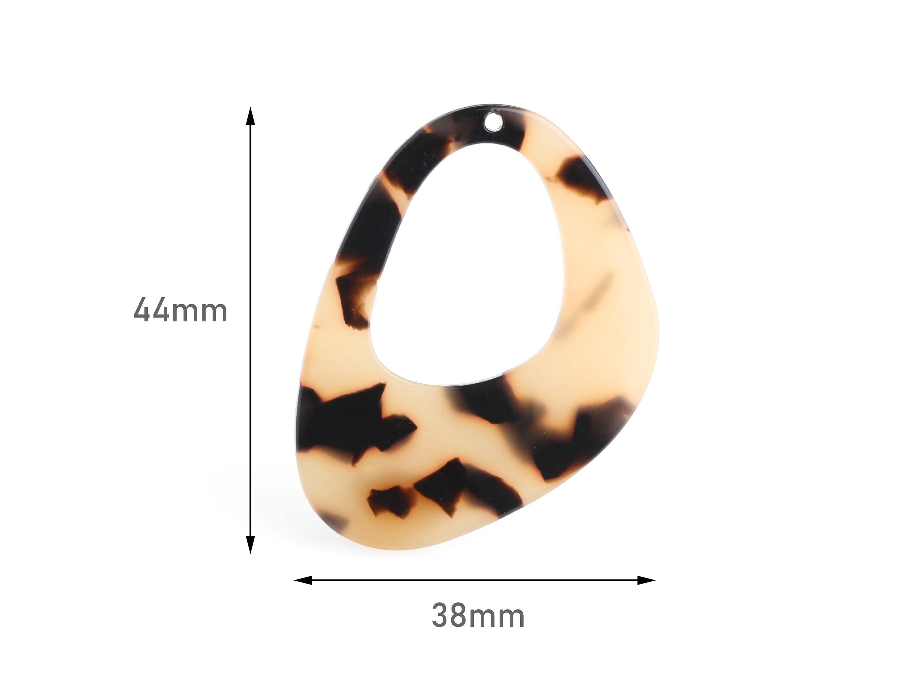 2 Large Oval Loops, Blonde Tortoise Shell Jewelry Supply, Cellulose Ac