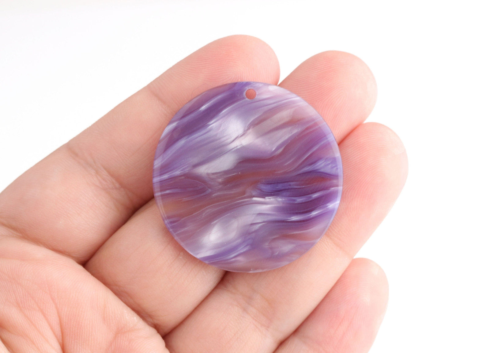 4 Large Disc Pendants in Metallic Purple Tortoise Shell, Monogramming