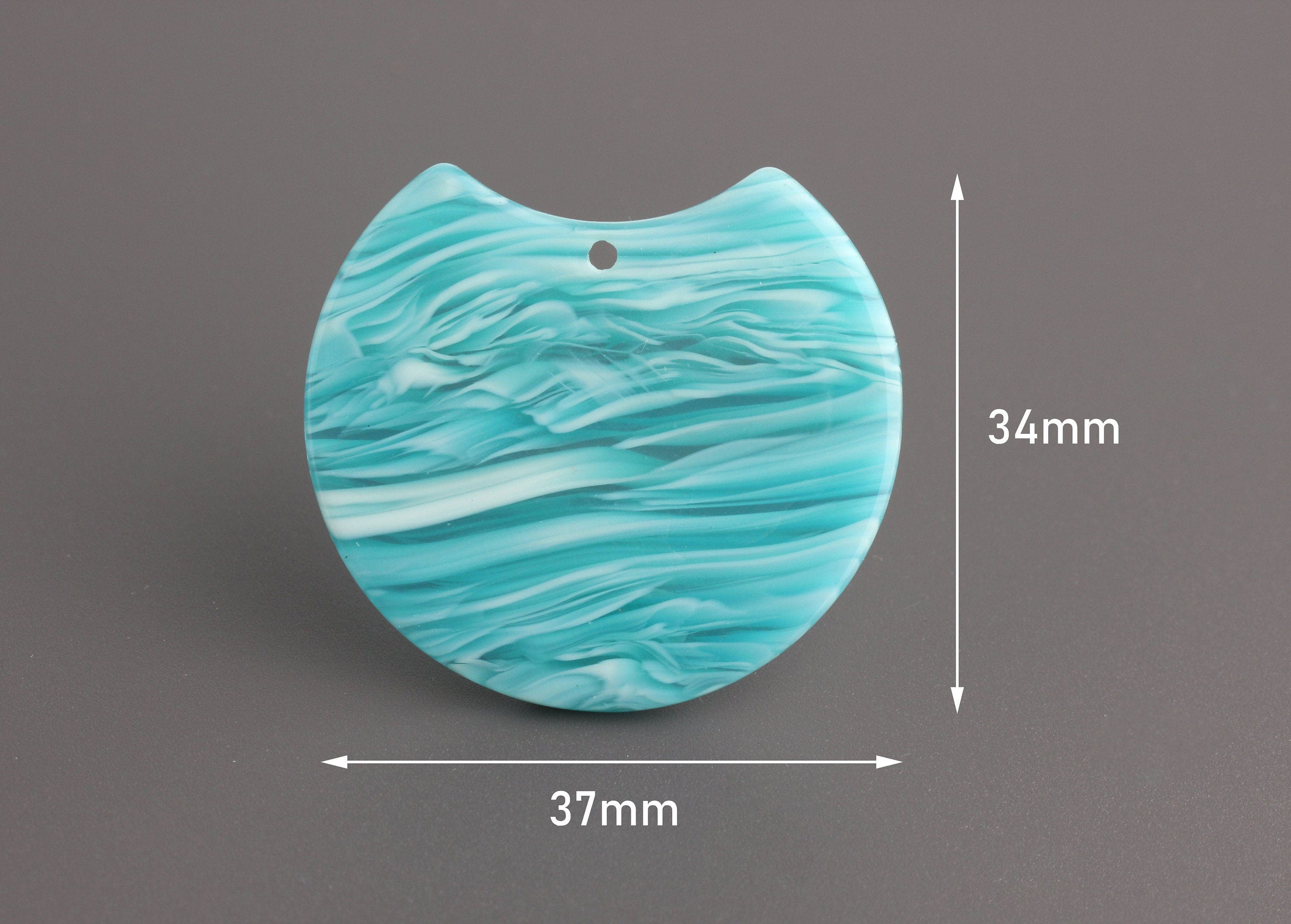 2 Green Turquoise Half Circle Findings, Celluloid Acetate Acrylic Pour