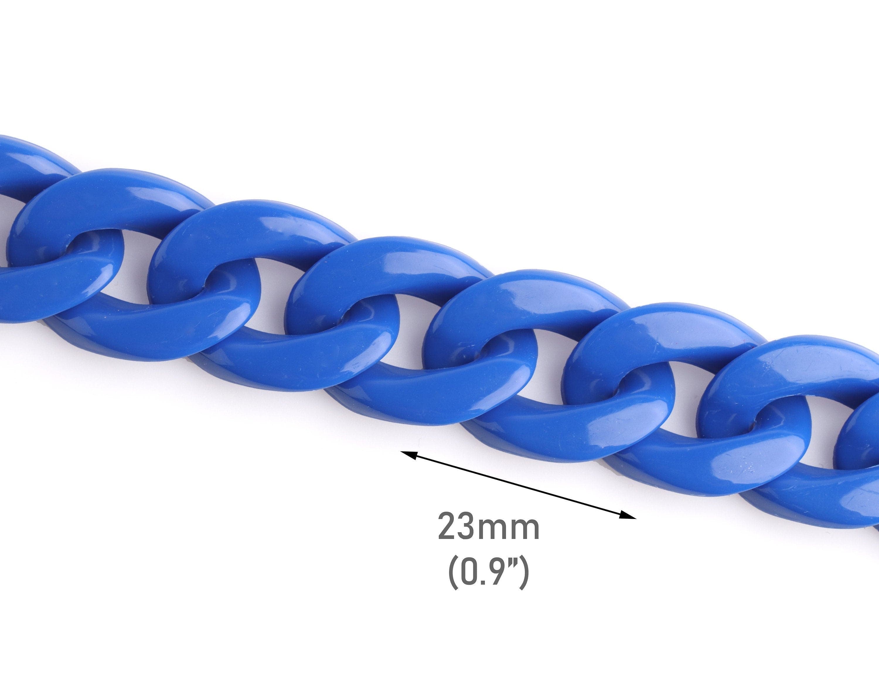 1ft Cobalt Blue Acrylic Chain Links, 23mm, Opaque Colored, Wristlet St