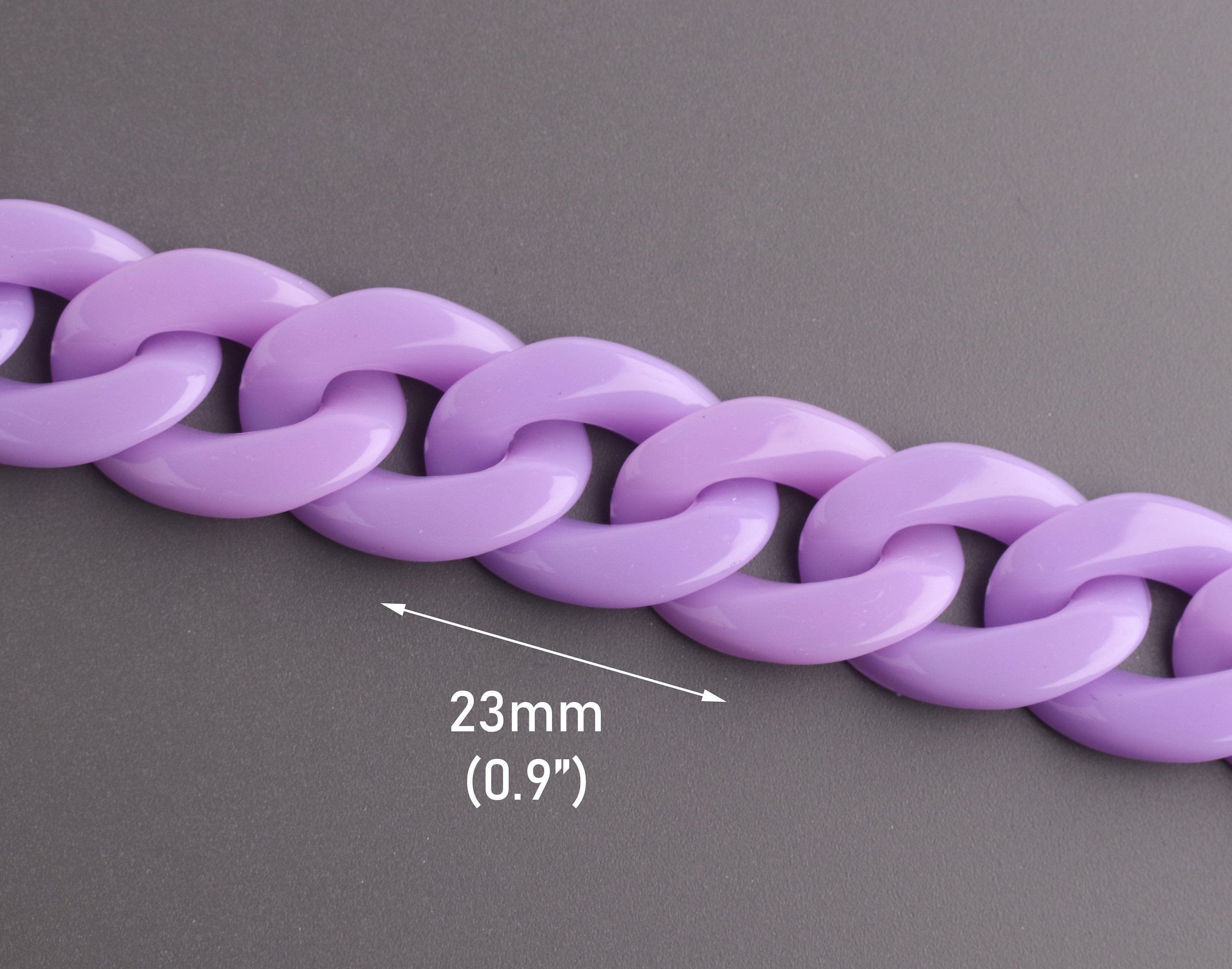 1ft Soft Purple Acrylic Chain Links, 23mm, Colored, Easy to Assemble,