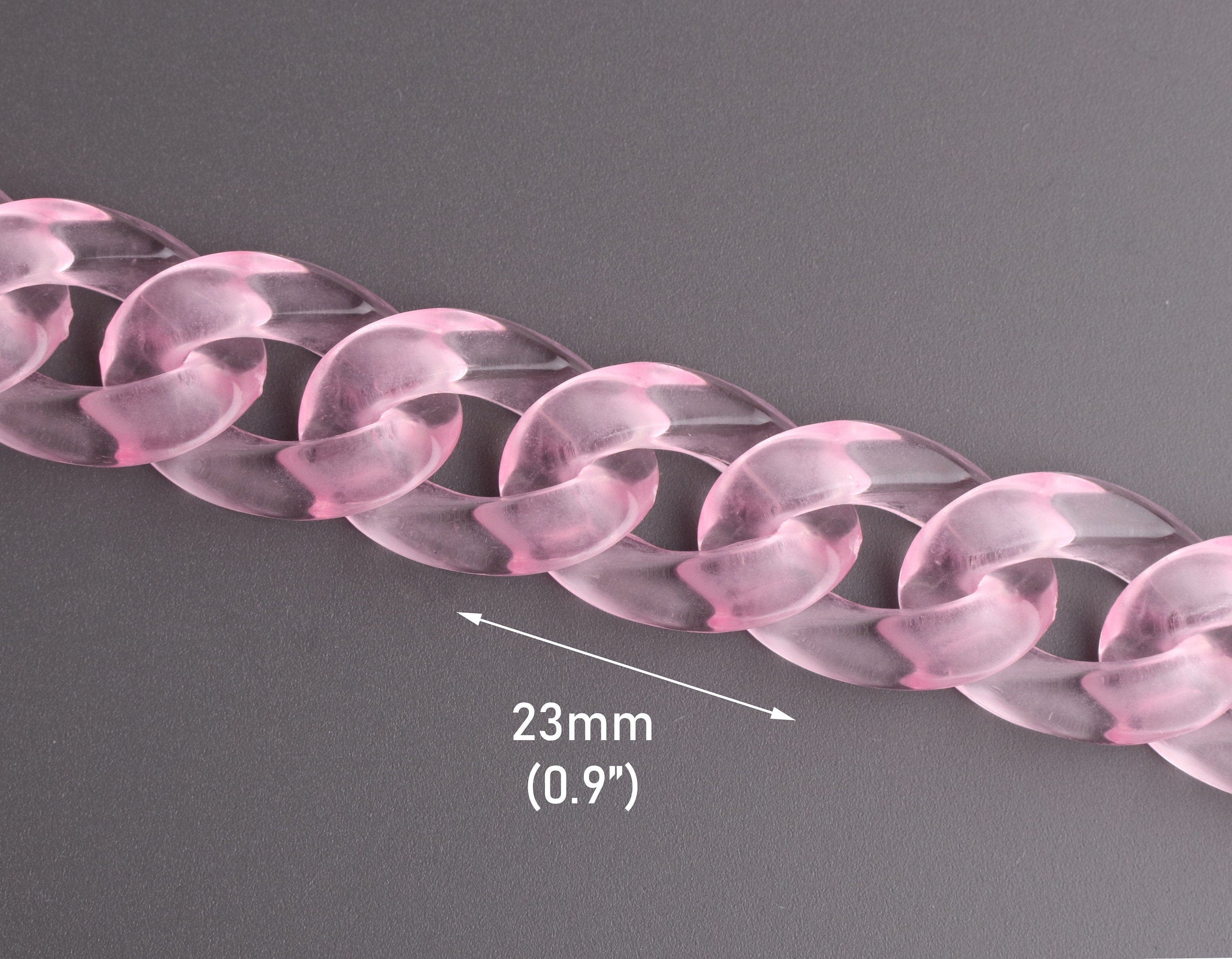 1ft Ballet Pink Chain Links, 23mm, Transparent, For Girly Kawaii Jewel