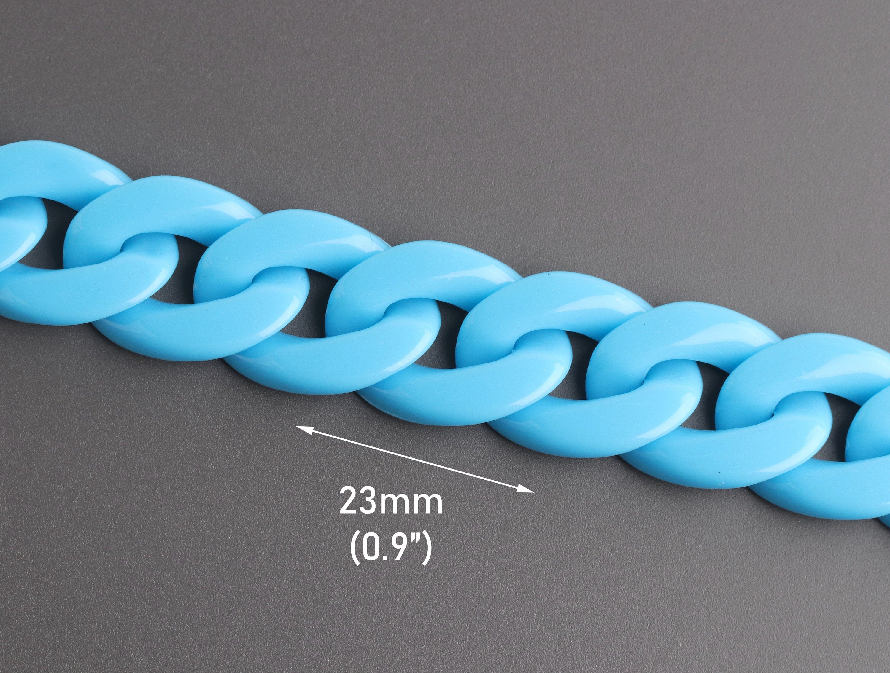 1ft Water Blue Acrylic Chain Links, 23mm, Miami Cuban Connectors, For