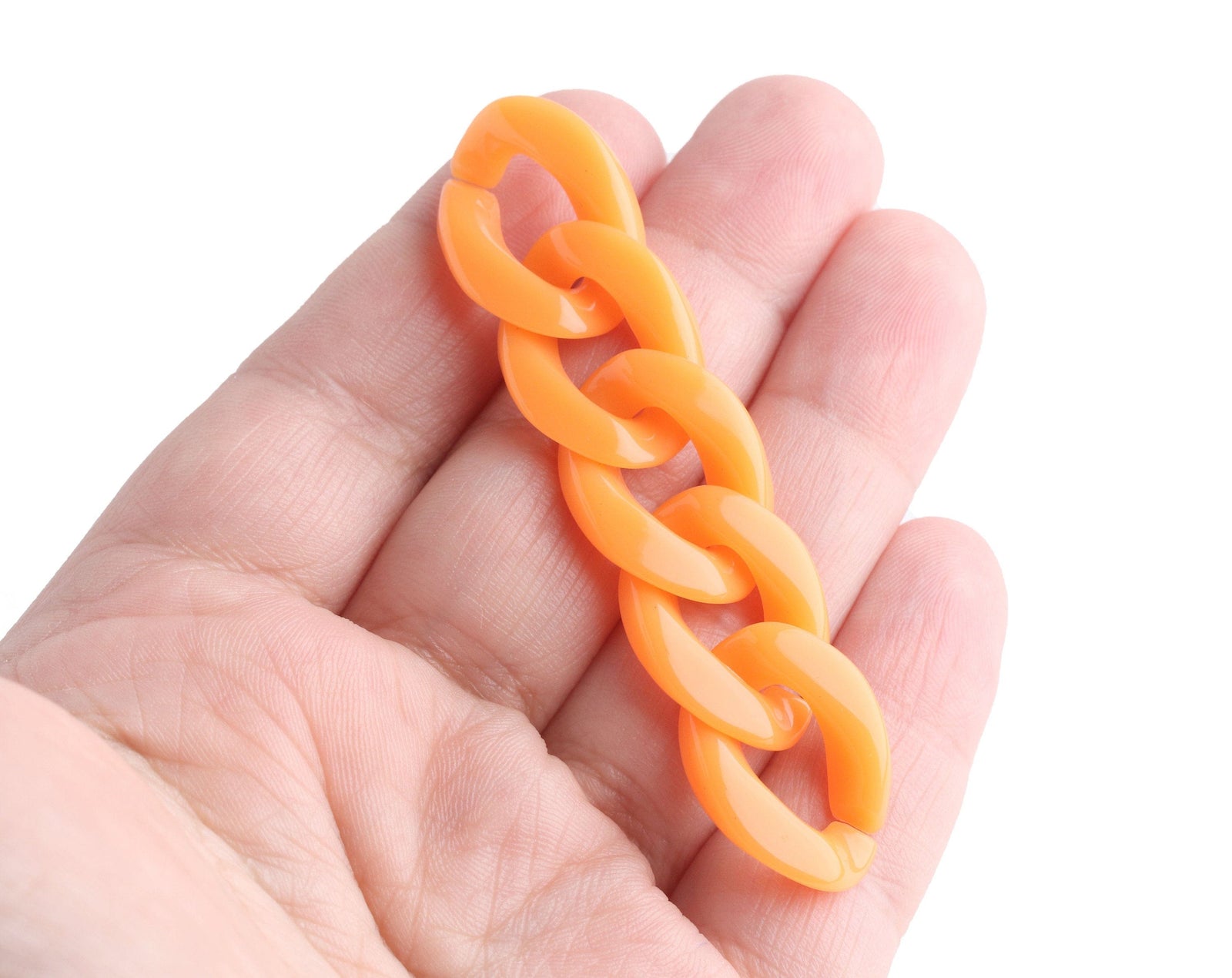 1ft Citrus Orange Acrylic Chain Links, 23mm, For Keychains and Cuban B