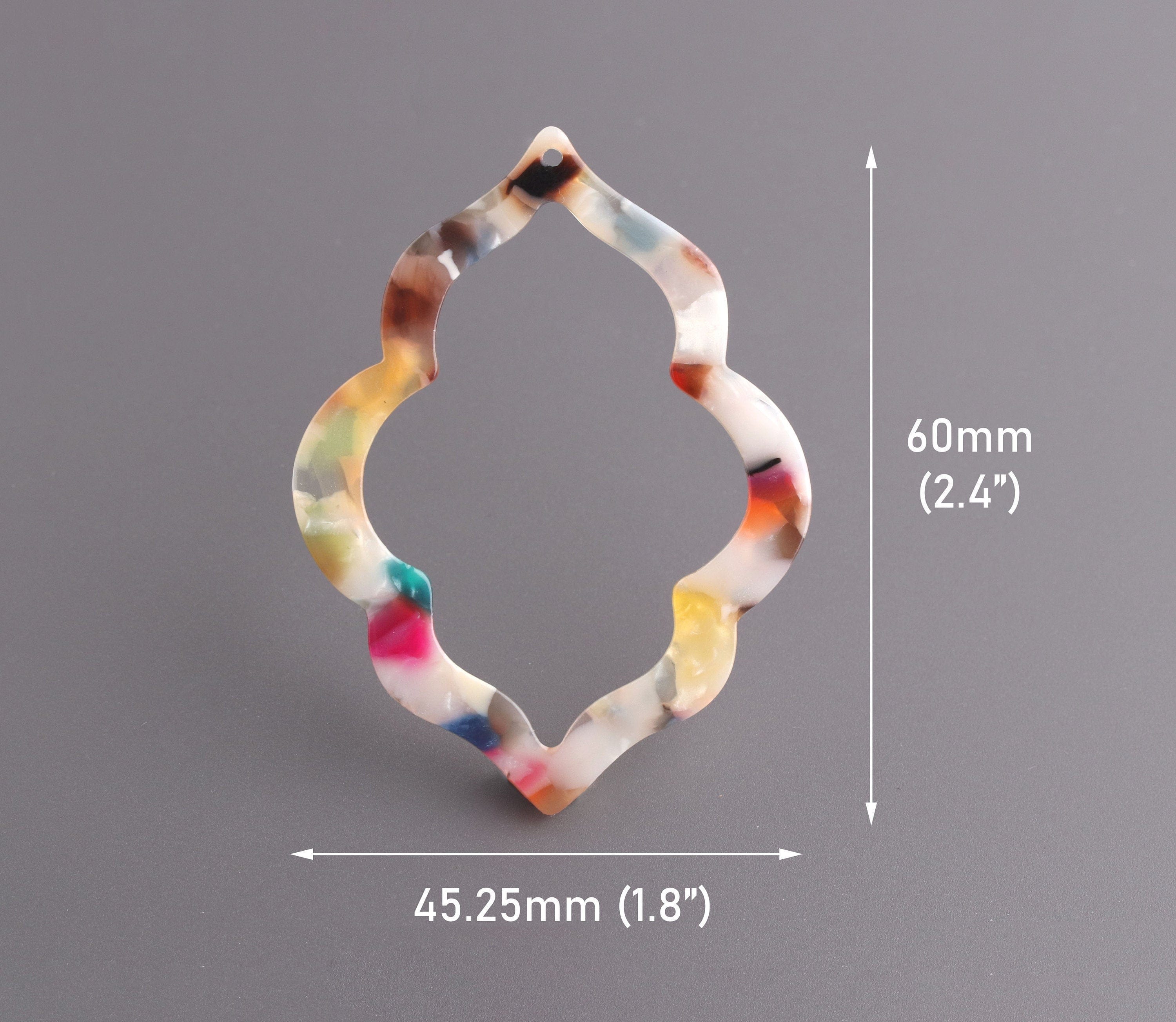 2 Quatrefoil Charms in Tortoise Shell, Ethnic Bohemian Charm, Clover S