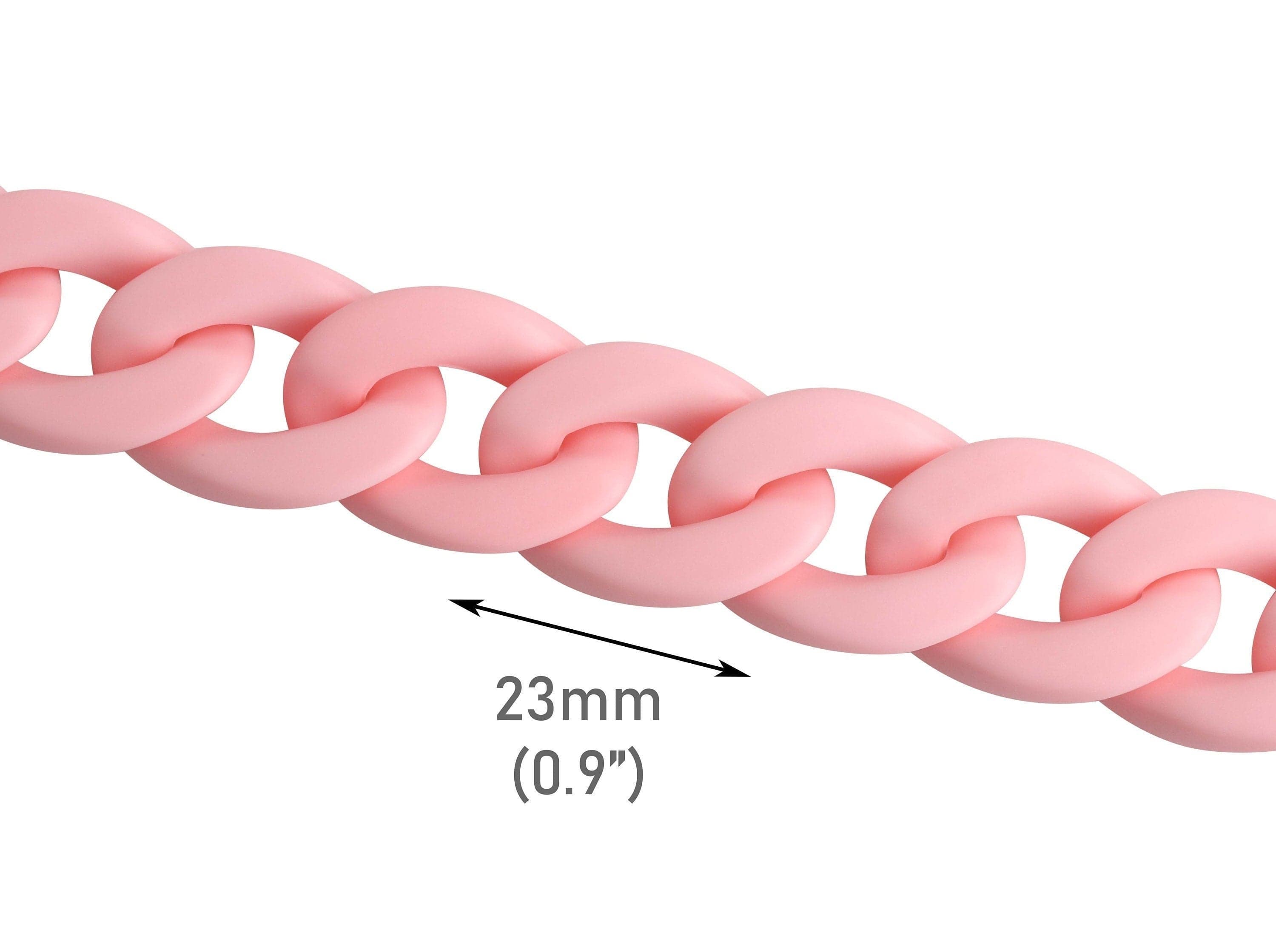 1ft Light Pink Acrylic Chain Links, 23 x 17mm, For Jewelry, Chunky Nec