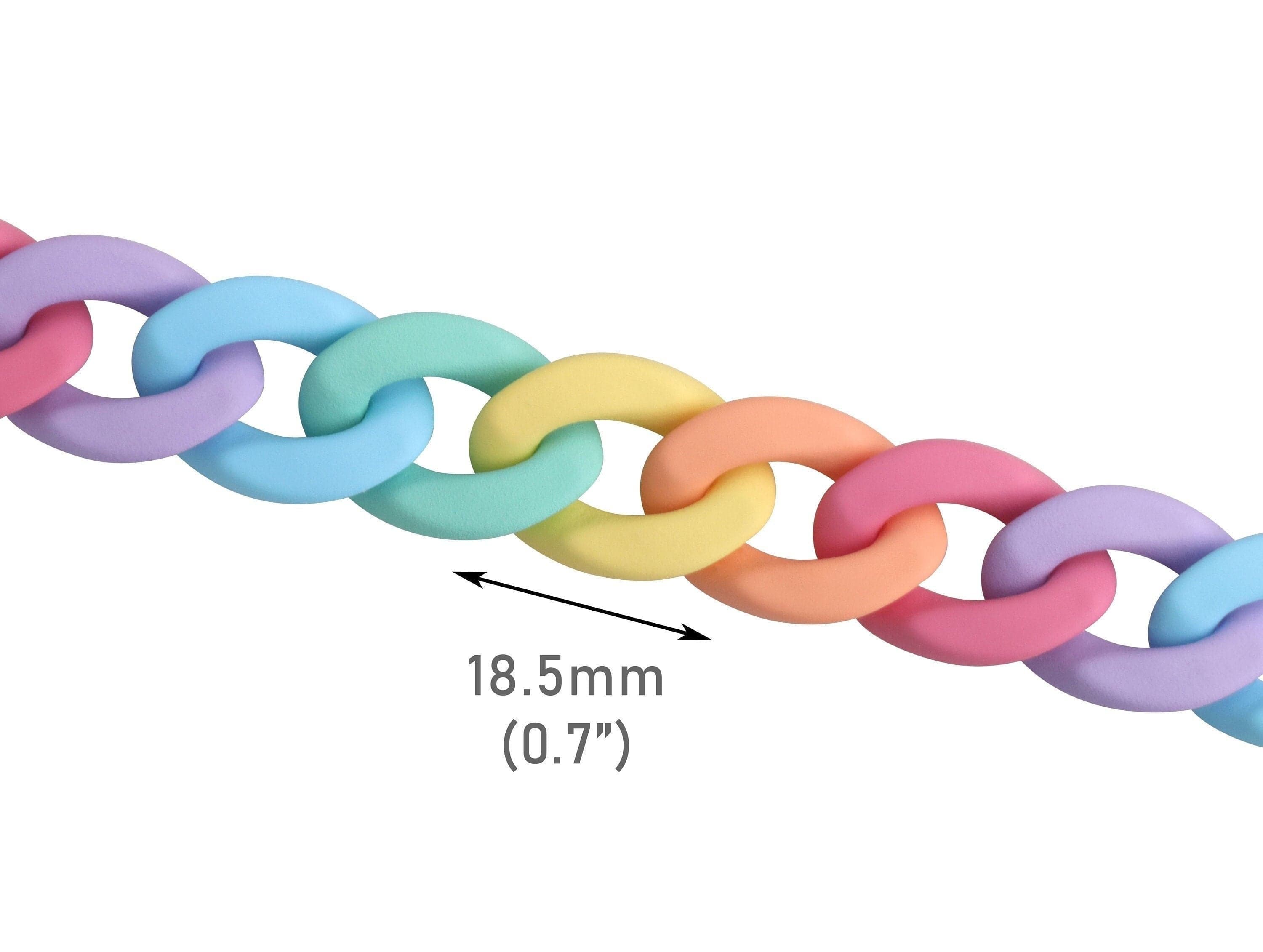1ft Small Matte Pastel Acrylic Chain Links, 19mm, Mixed Colors, Kawaii