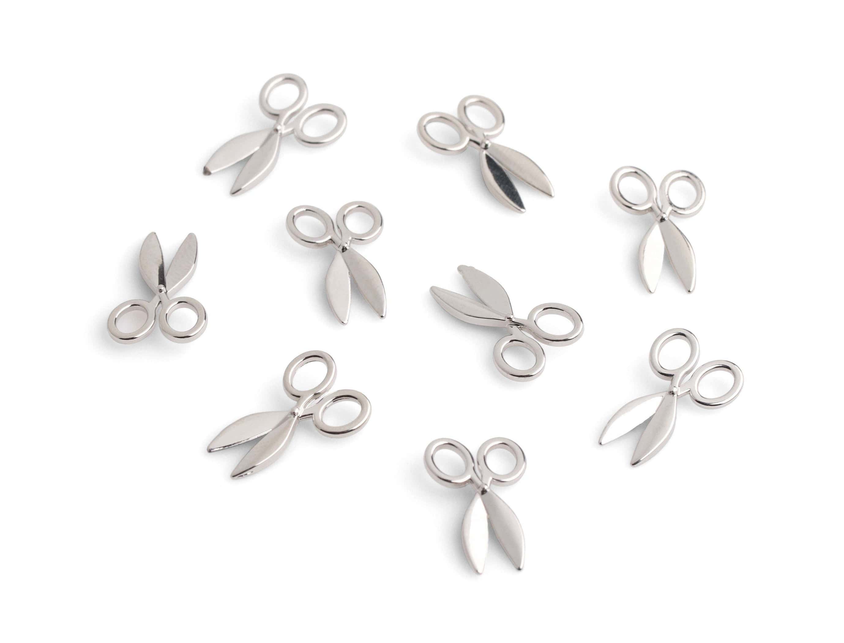 4 Mini Scissor Charms, 16 x 10mm, Silver Tone Metal, Mirror Finish, Do